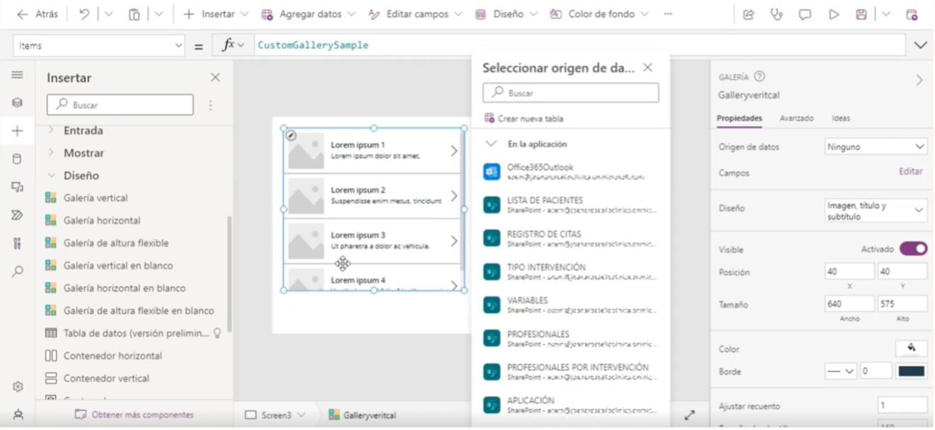 Las galerías en Microsoft Power Apps